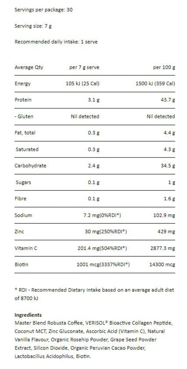 BSc Body Science Ultra Beauty Collagen Coffee 210g BSc Body Science Ultra Beauty Collagen Coffee 210g