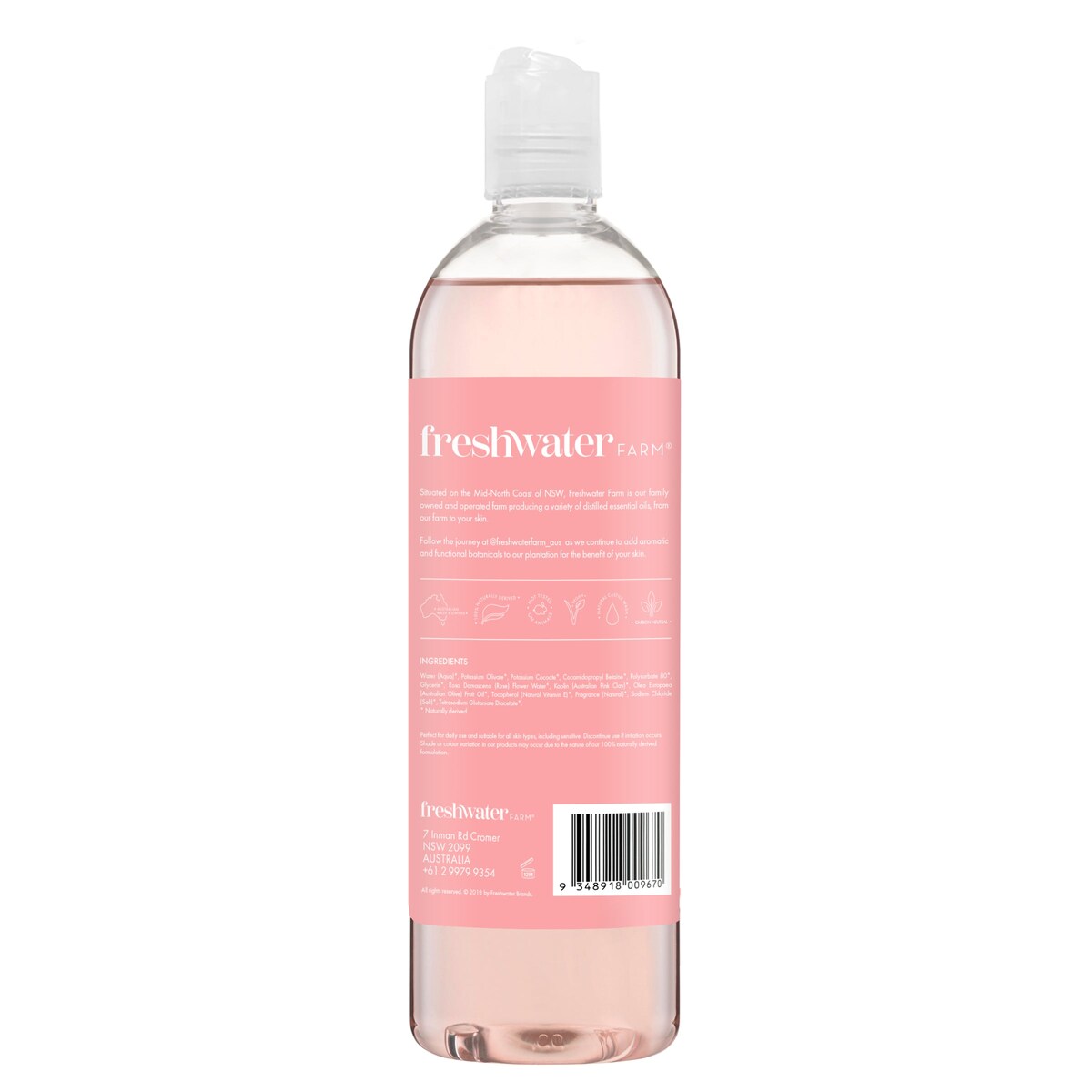 Freshwater Farm Rosewater Pink Clay Body Wash 500ml