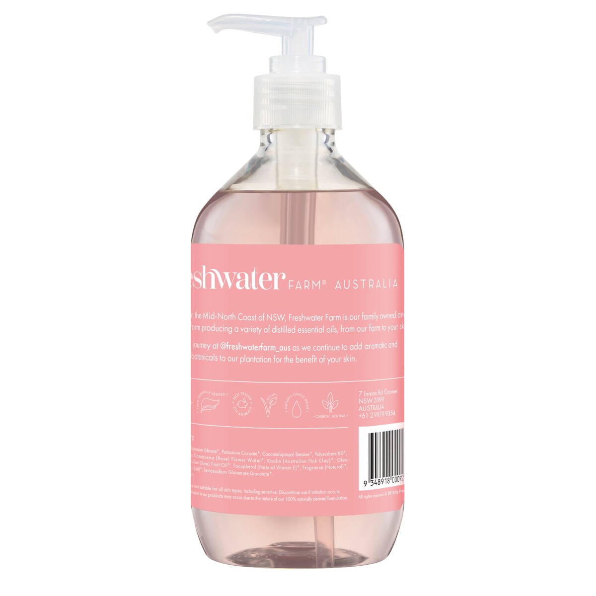 Freshwater Farm Rosewater Pink Clay Hand Wash 500ml