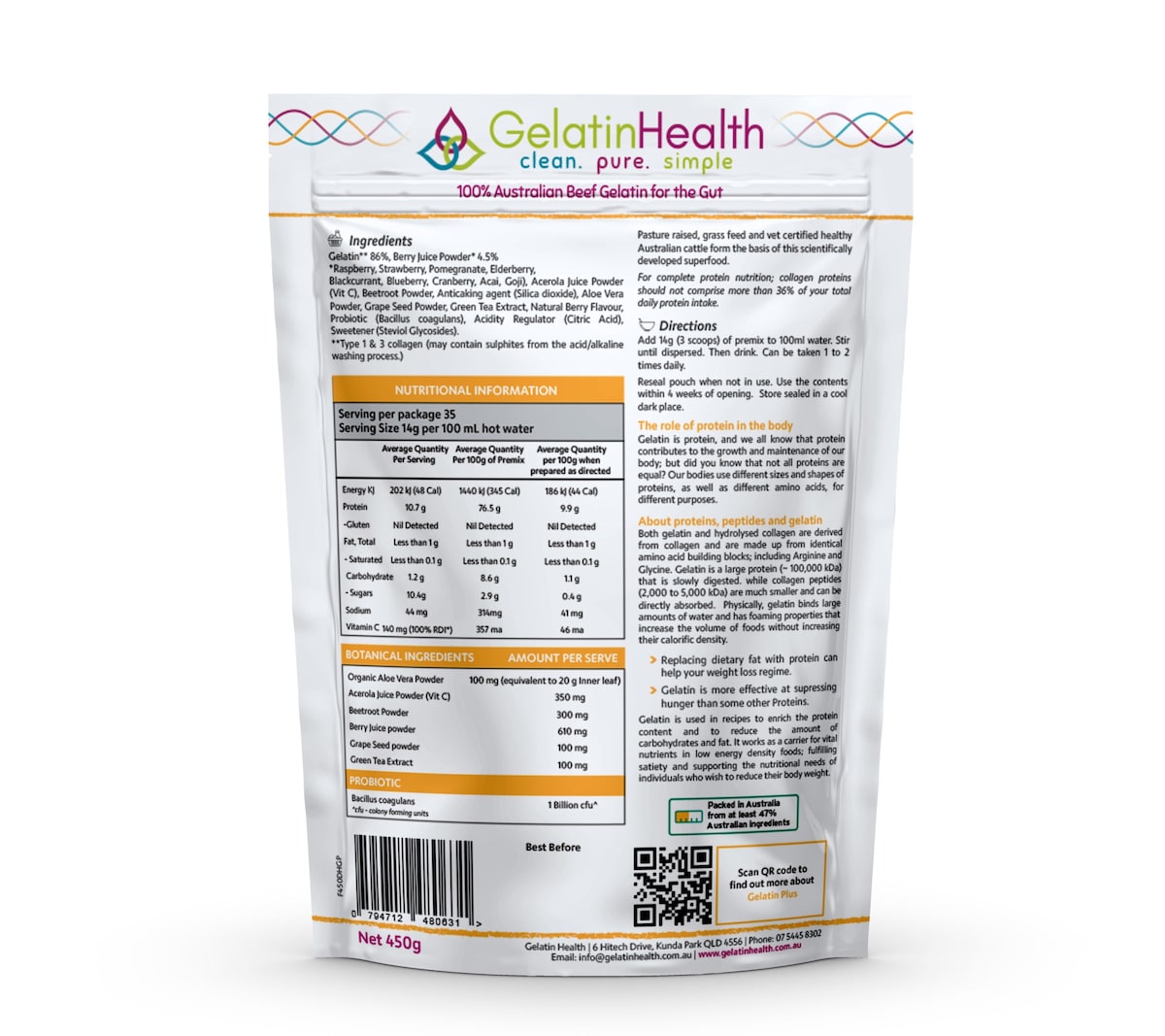 Gelatin Health Gelatin Plus 450g
