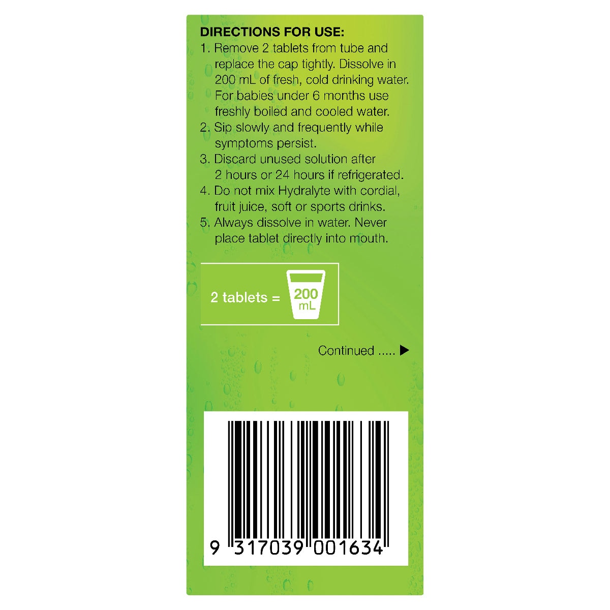 Hydralyte Effervescent Electrolyte Tablets Lemon Lime 10 Pack