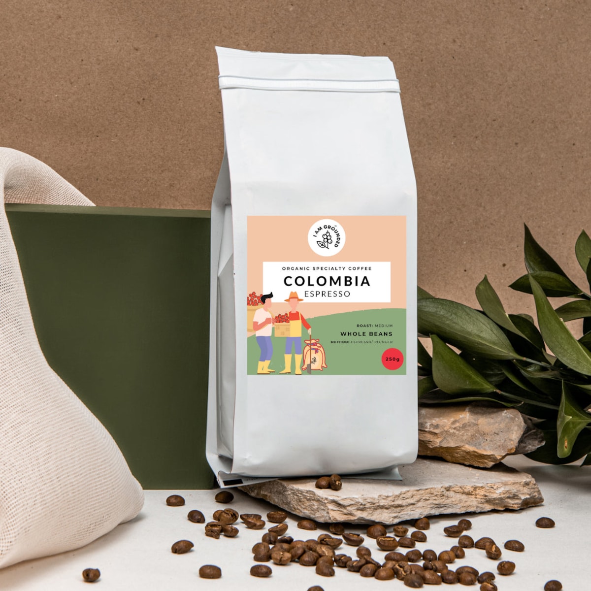 I Am Grounded Organic Specialty Colombian Coffee Beans 250G | Healthylife