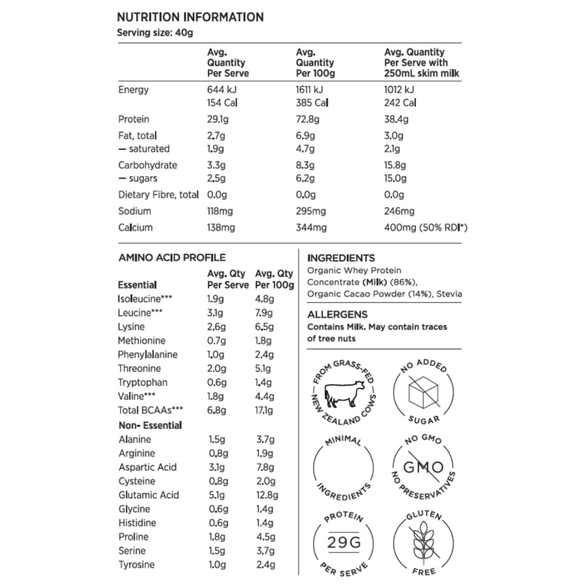 Inca Organics Organic Whey Raw Cacao Protein Powder 400g