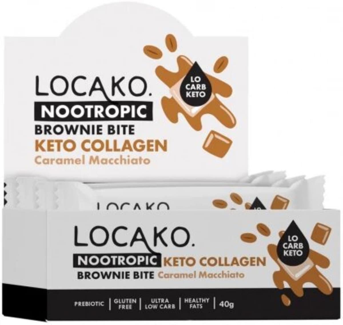 Locako Keto Collagen Brownie Bite Caramel Macchiato 15 x 40g | Healthylife