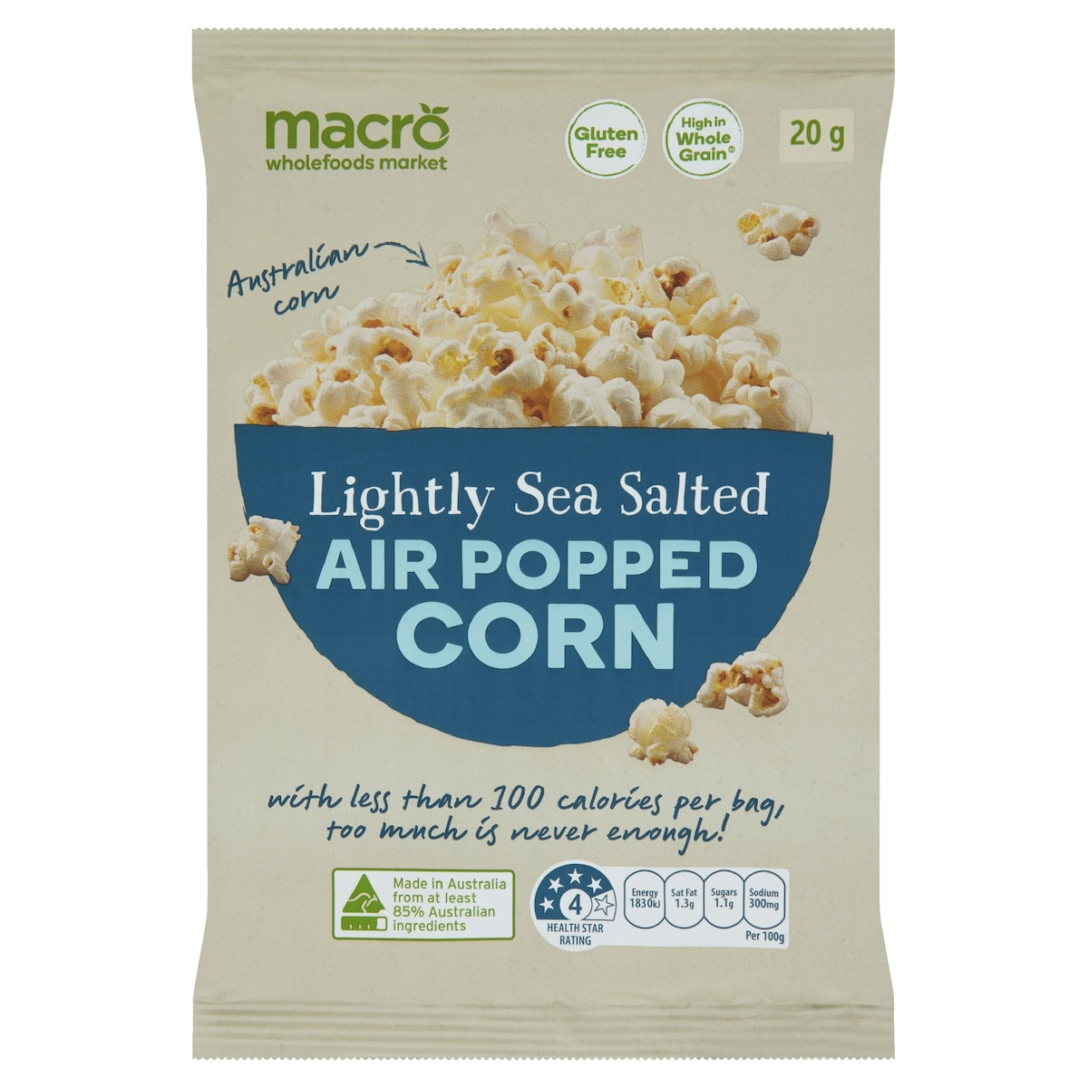 Macro Air Popped Corn Lightly Sea Salted 20g | Healthylife