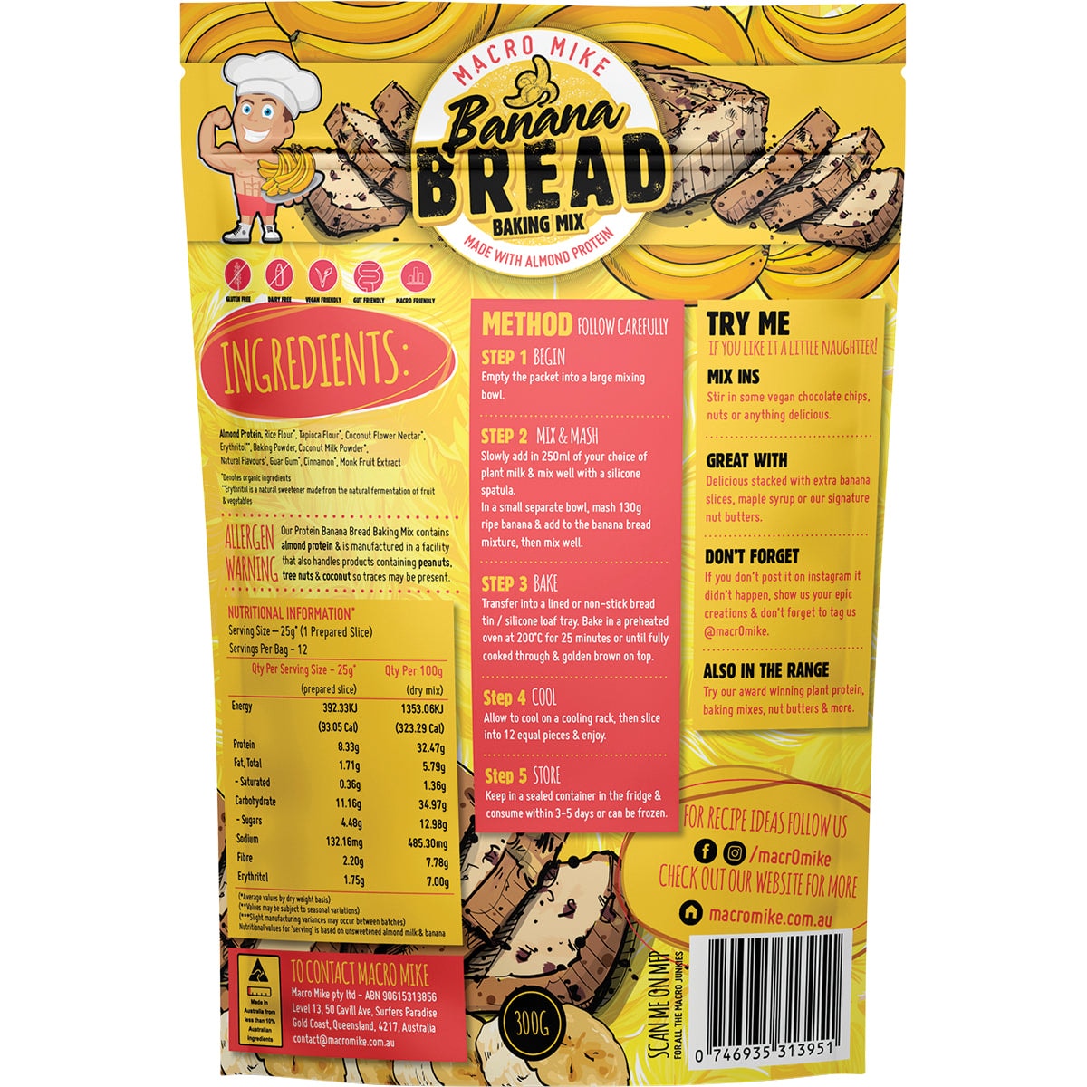 Macro Mike Bread Almond Protein Baking Mix Banana Bread 300g