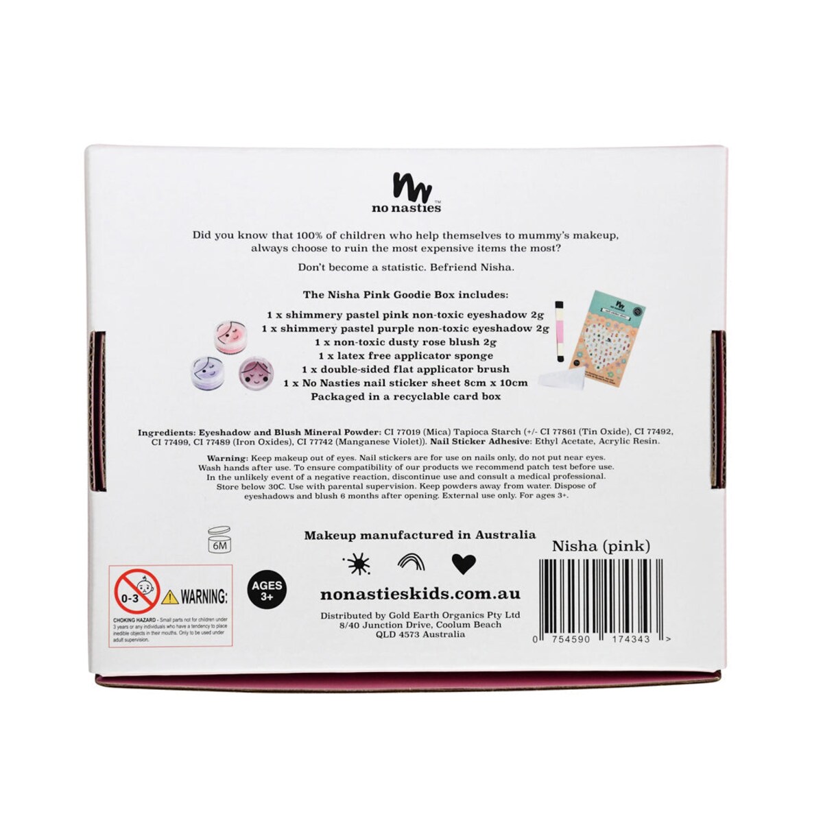 No Nasties Kids Nisha Pink Natural Kid's Play Makeup Goody Pack