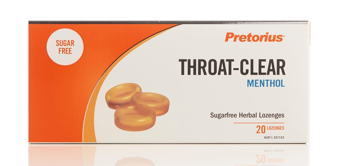 Pretorius Throat Clear Sugar Free Menthol Lozenges 20 Pack