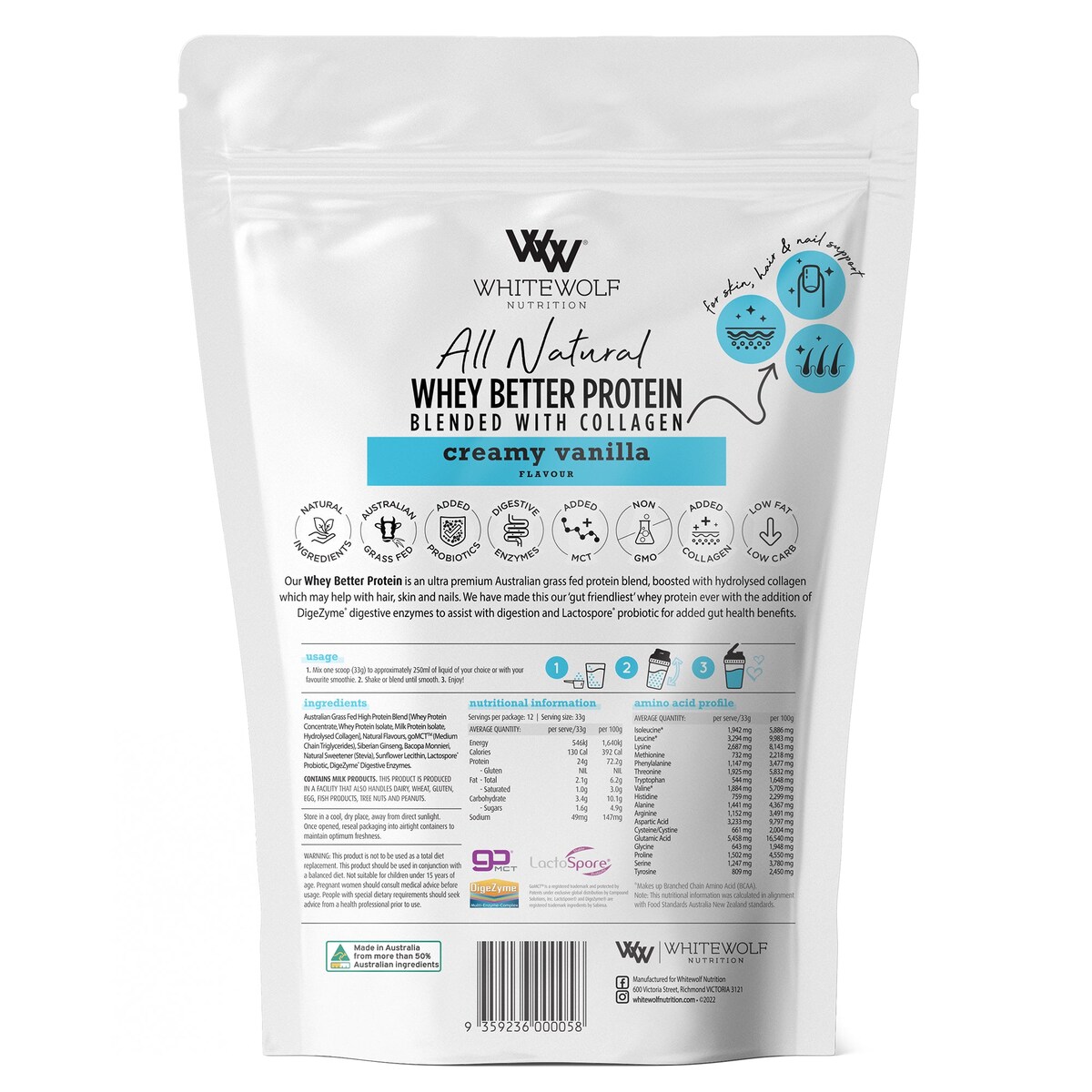 White Wolf Nutrition Whey Better Protein Creamy Vanilla 396g