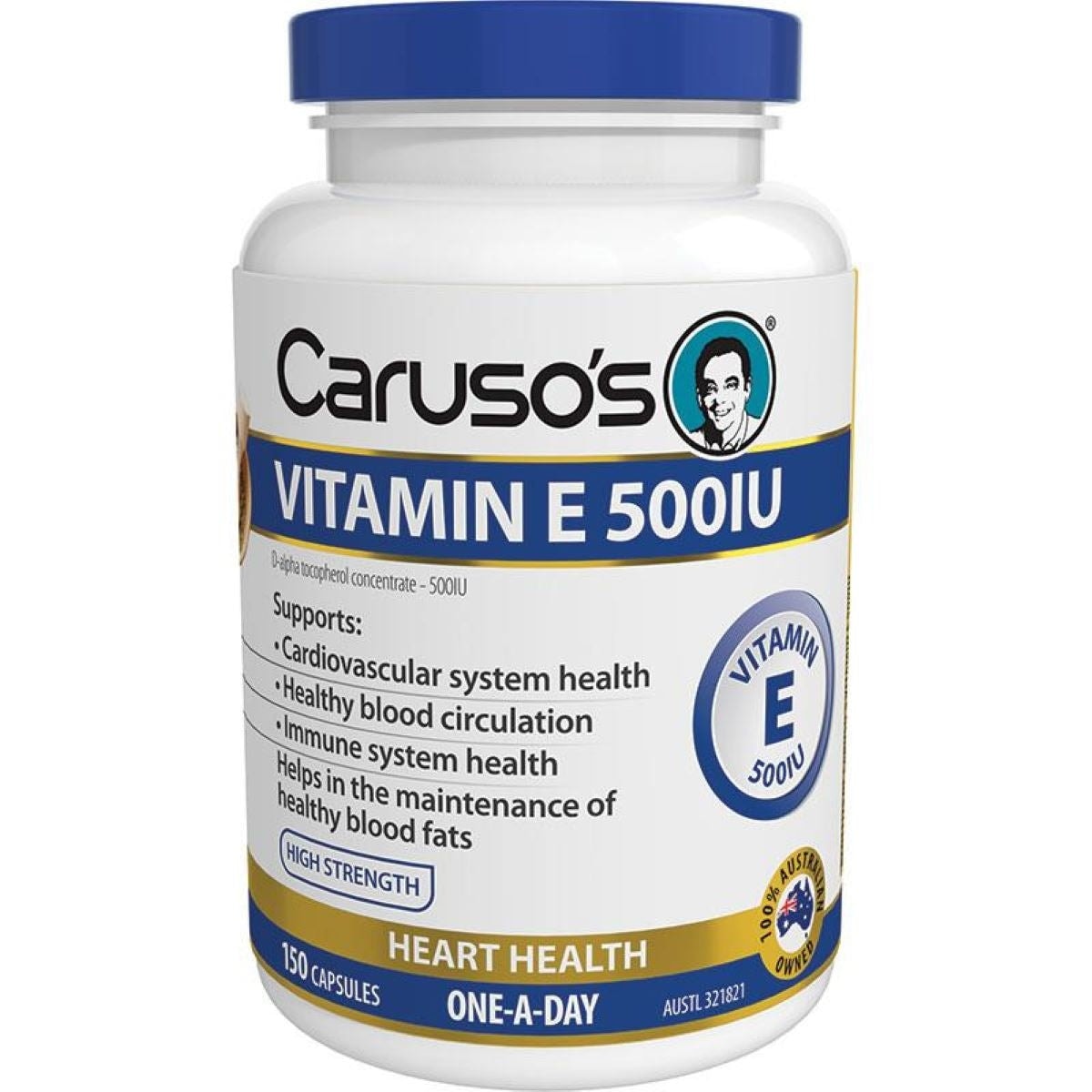 Carusos Vitamin E 500IU 150 Capsules