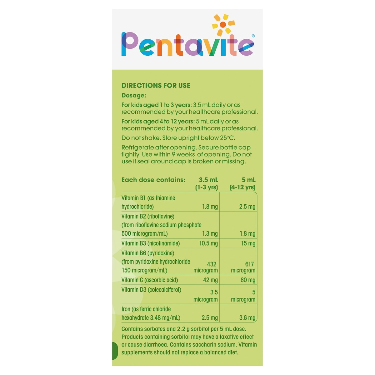 Pentavite Multivitamin+Iron Kid Liquid 200Ml