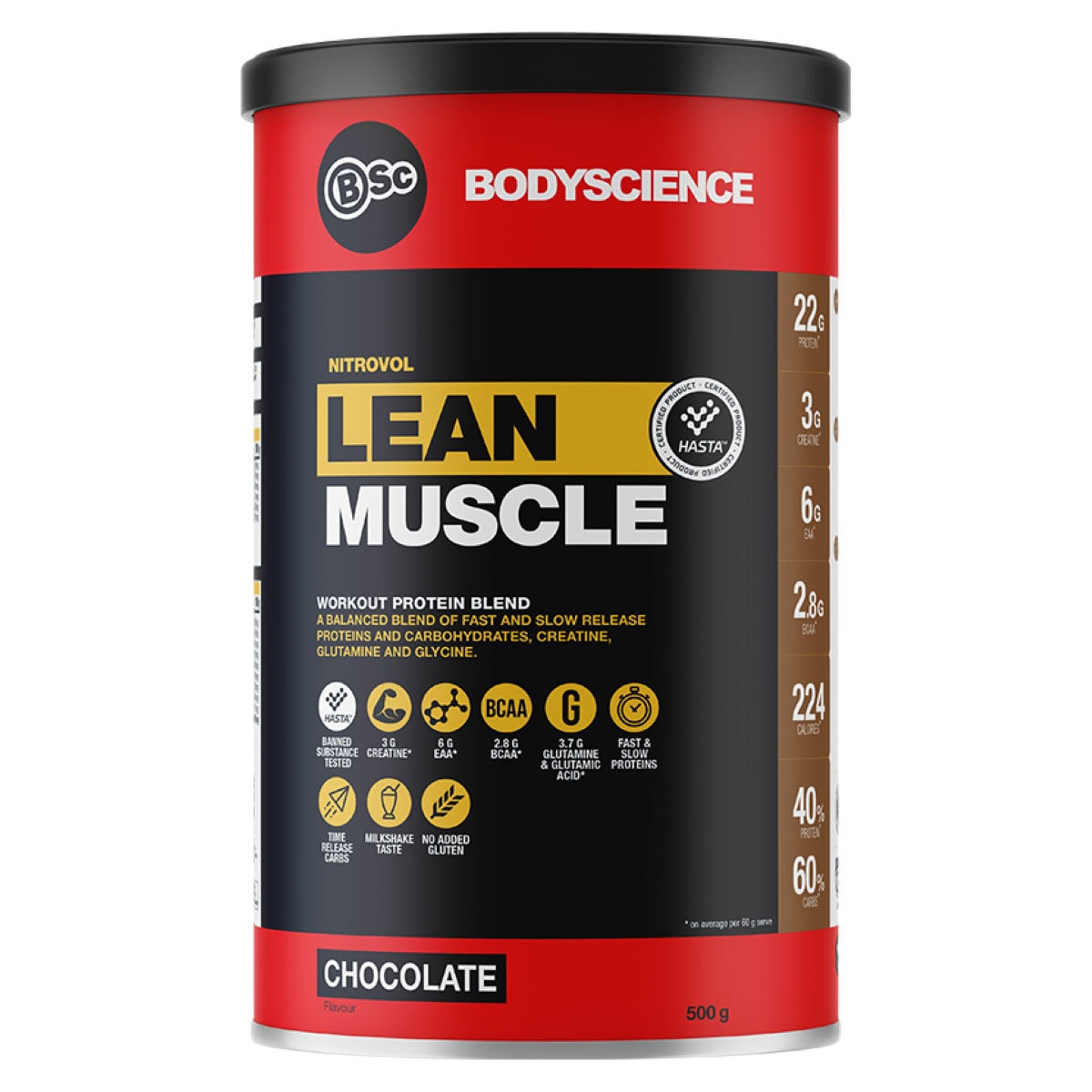 BSc Body Science Nitrovol Lean Muscle Chocolate 500g | Healthylife