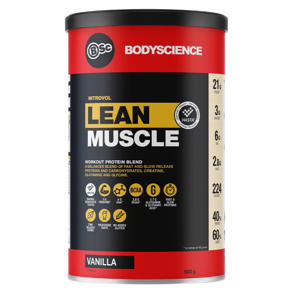 BSc Body Science Nitrovol Lean Muscle Vanilla 500g | Healthylife