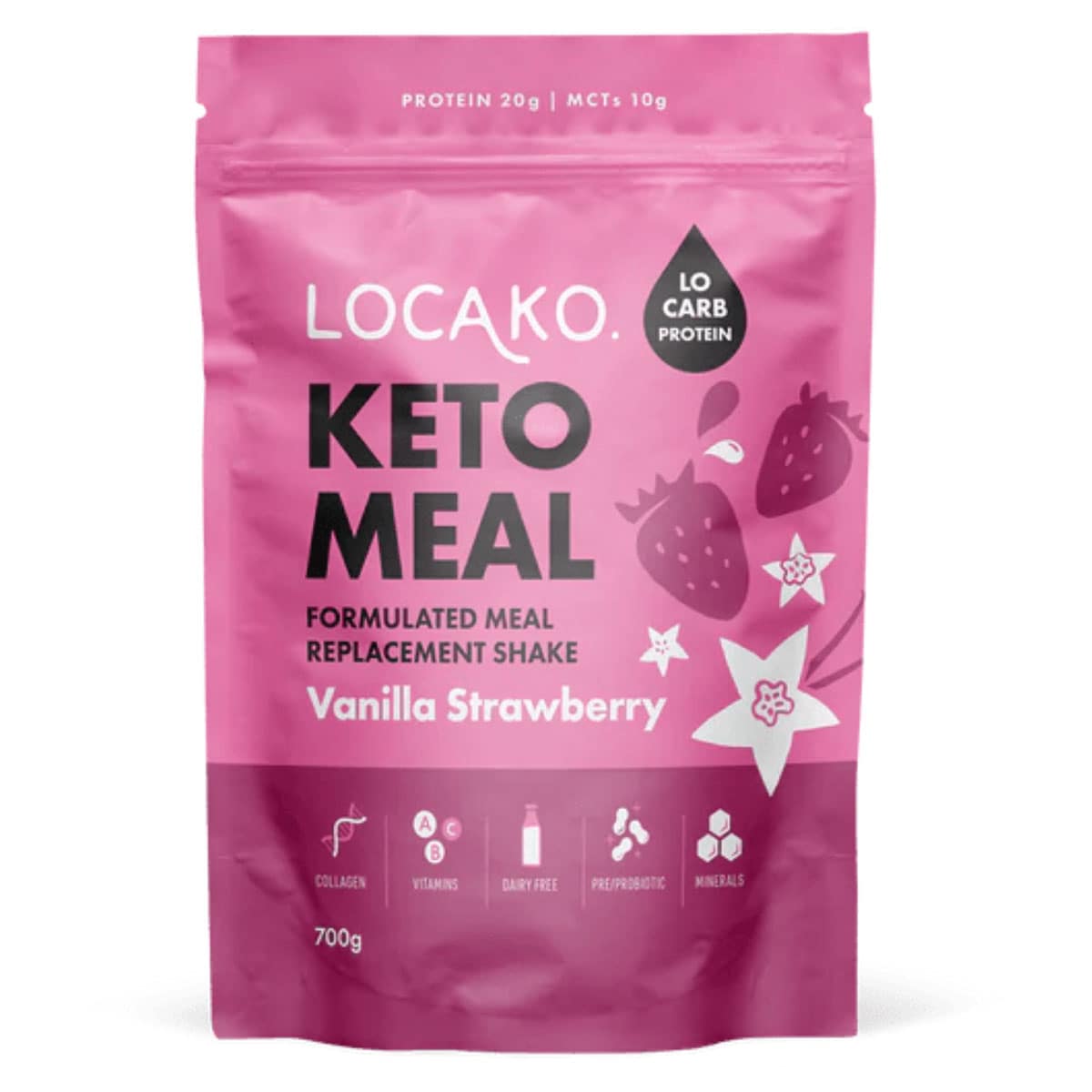 Locako Keto Meal Replacement Shake Vanilla Strawberry 700g | Healthylife