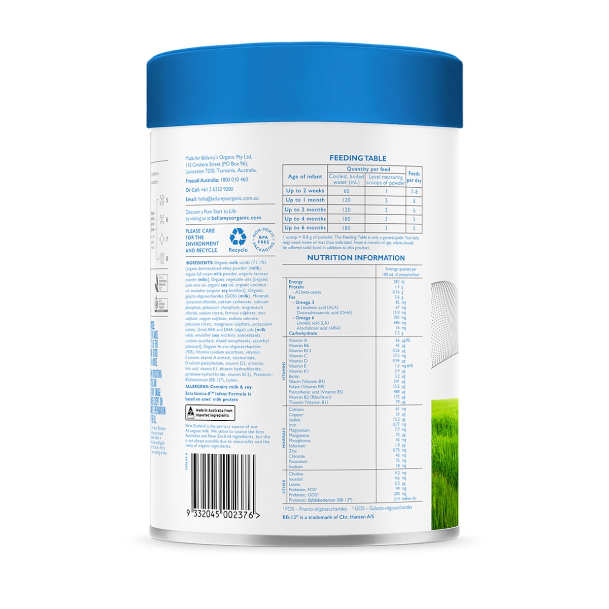 Bellamys Organic Beta Genica Step 1 Infant Formula 800g