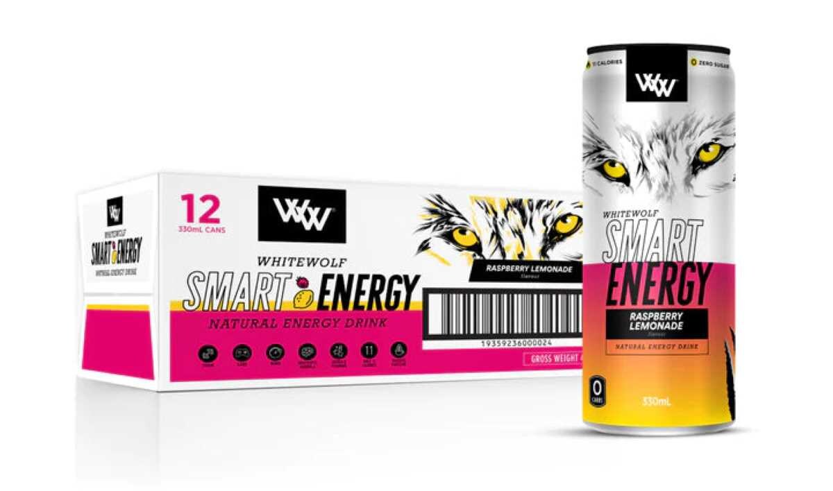 White Wolf Smart Energy Drink Raspberry Lemonade 12 x 330ml