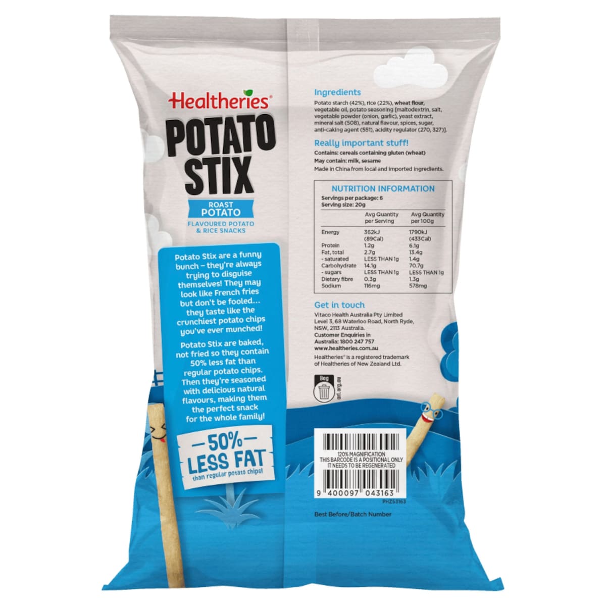 Healtheries Potato Stix Roast 6 X 20g