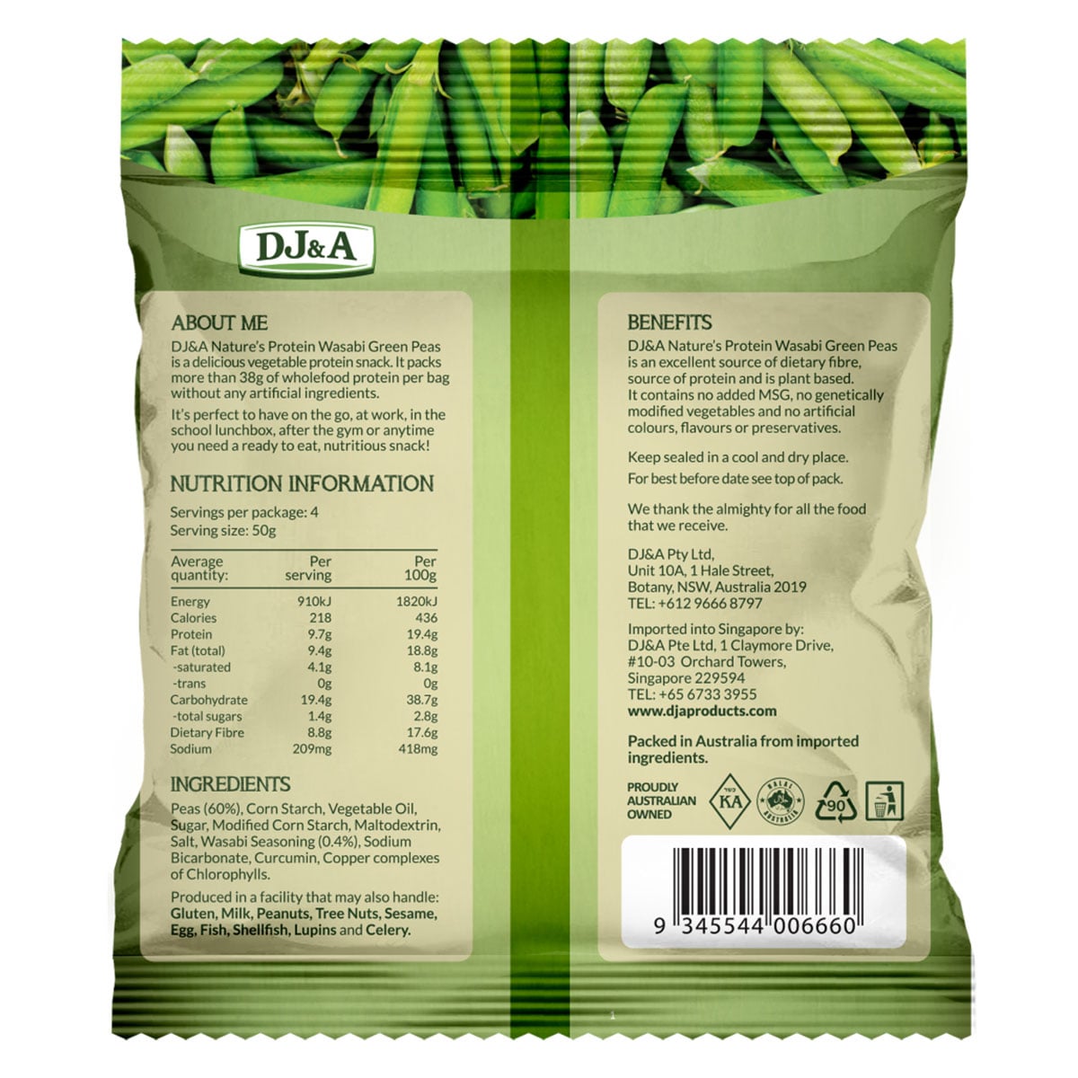 Natures Protein Wasabi Peas 200G