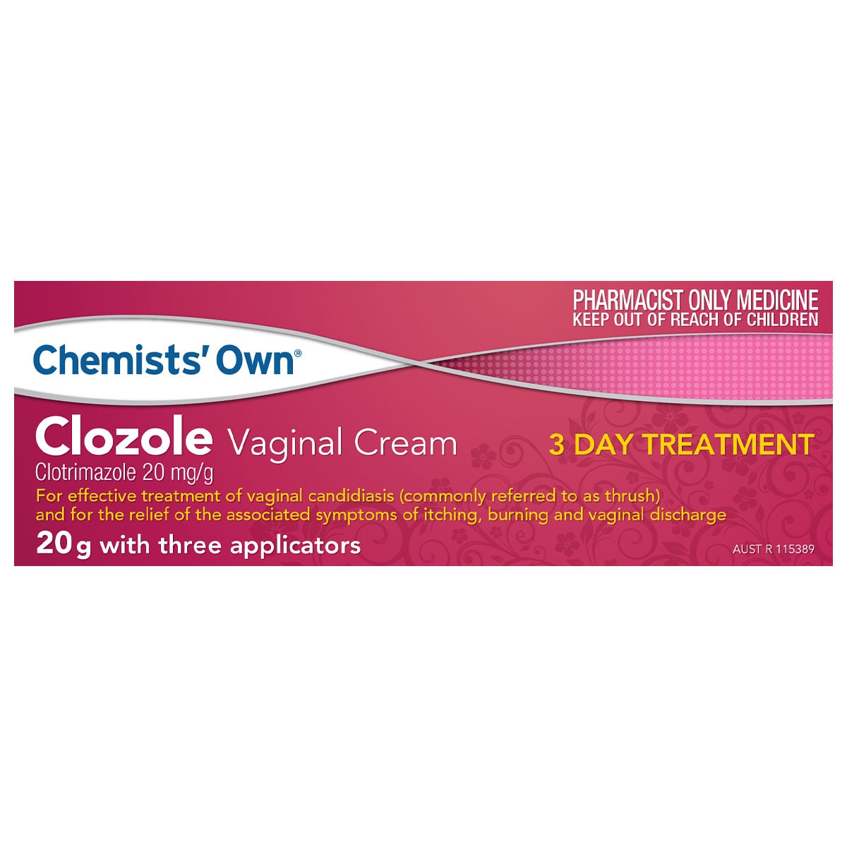 Chemists Own Clozole Clotrimazole (2%) Vaginal Cream 3 Day Treatment ...