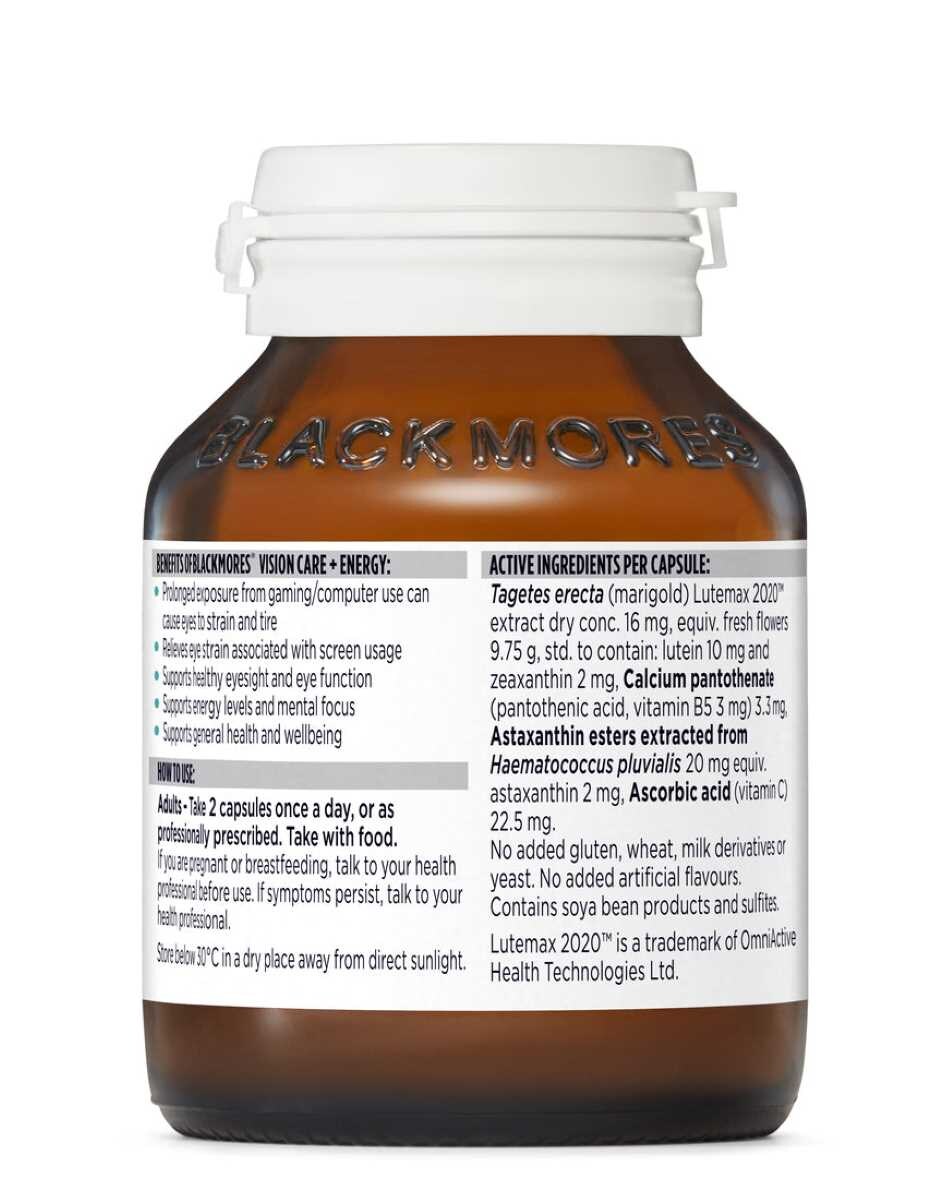 Blackmores Vision Care + Energy 60 Capsules