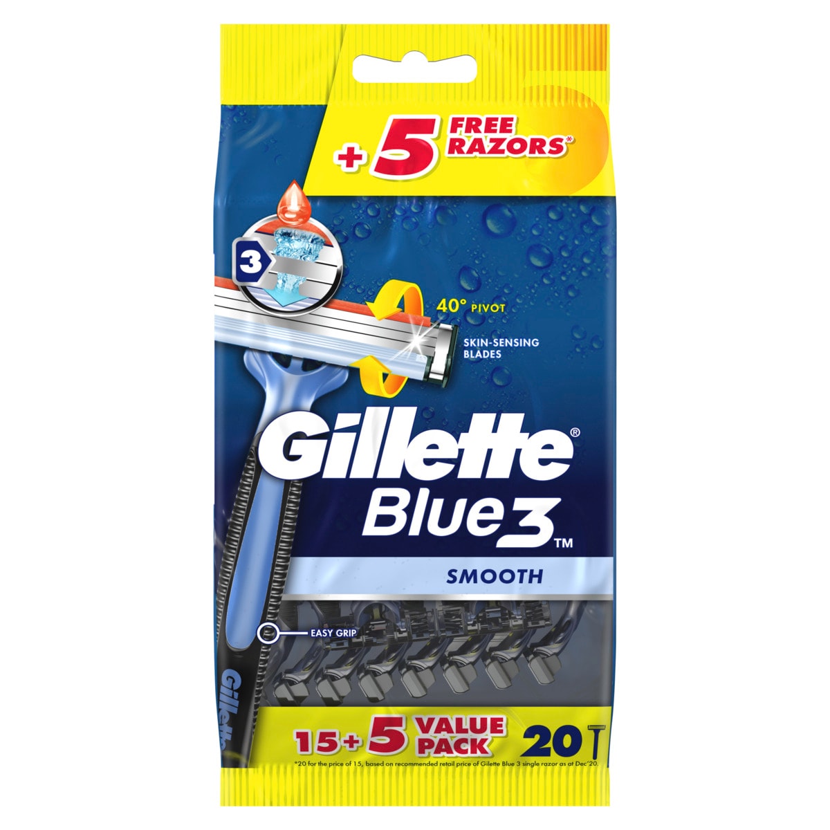 Gillette Blue III Disposable Razors 20 Pack | Healthylife
