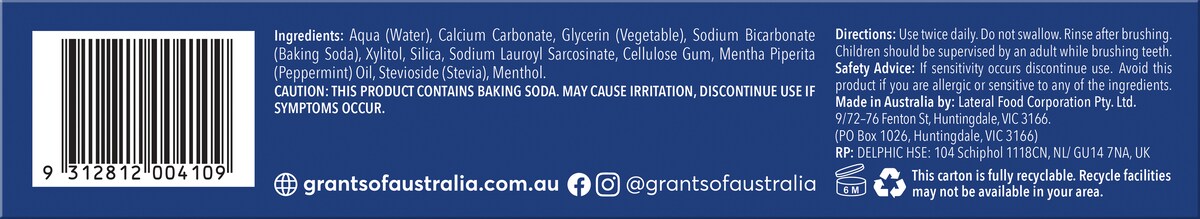 Grants Natural Toothpaste Whitening 110g