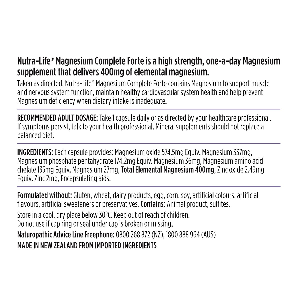 Nutra-Life Magnesium Complete Forte 200 Capsules