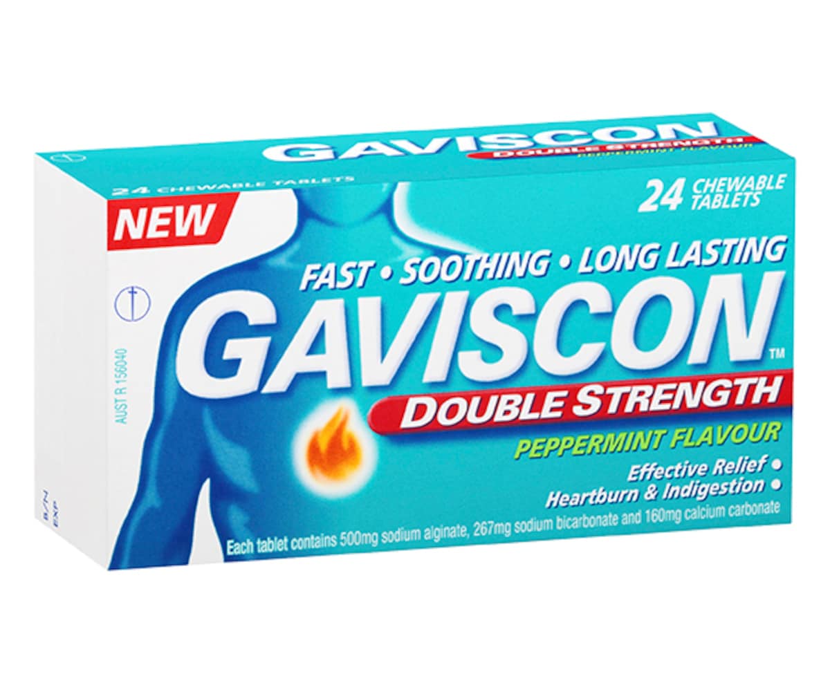Gaviscon Double Strength Peppermint 24 Chewable Tablets | Healthylife