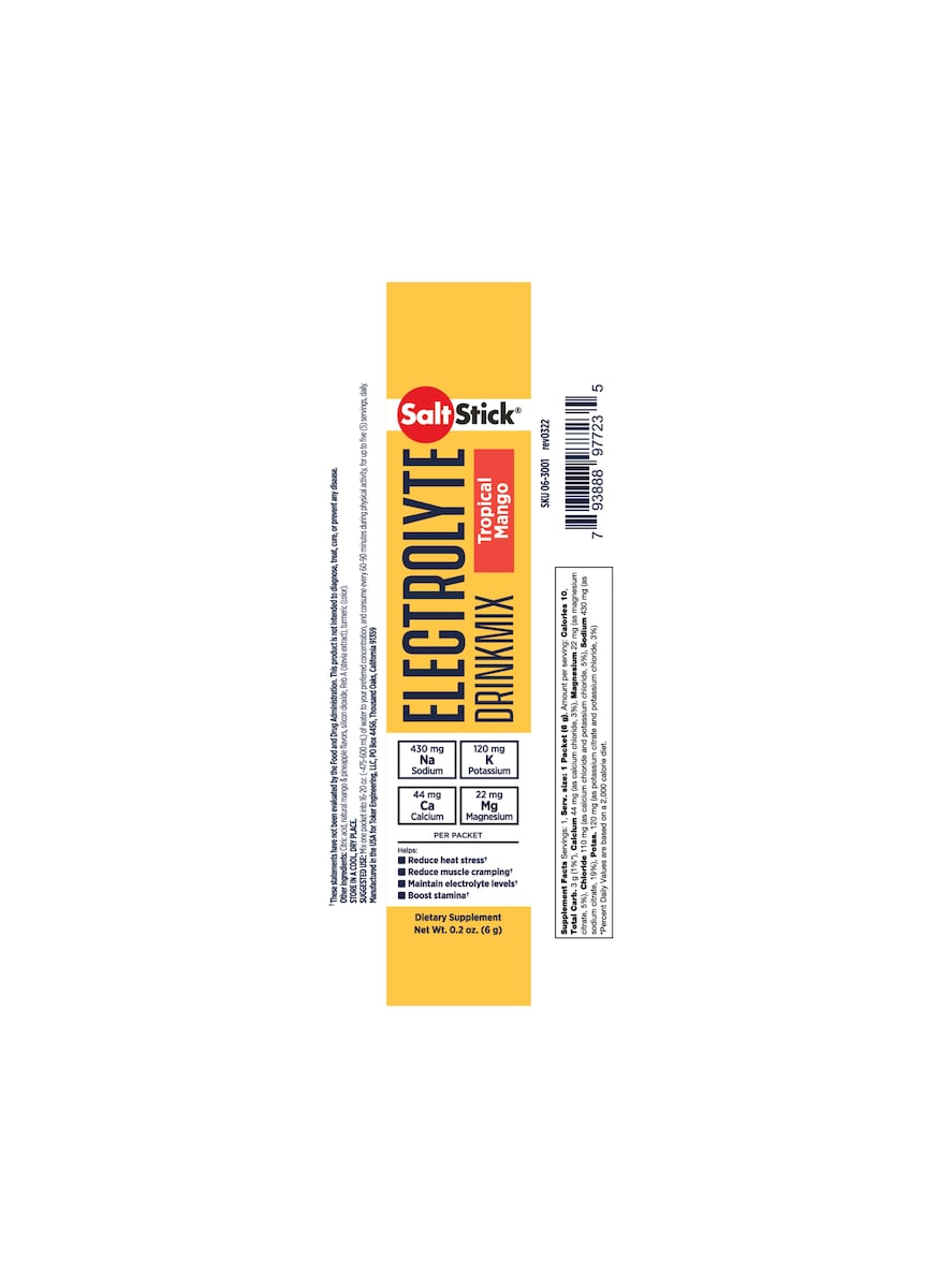 SaltStick Electrolyte Drink Mix Tropical Mango 12 Sachets