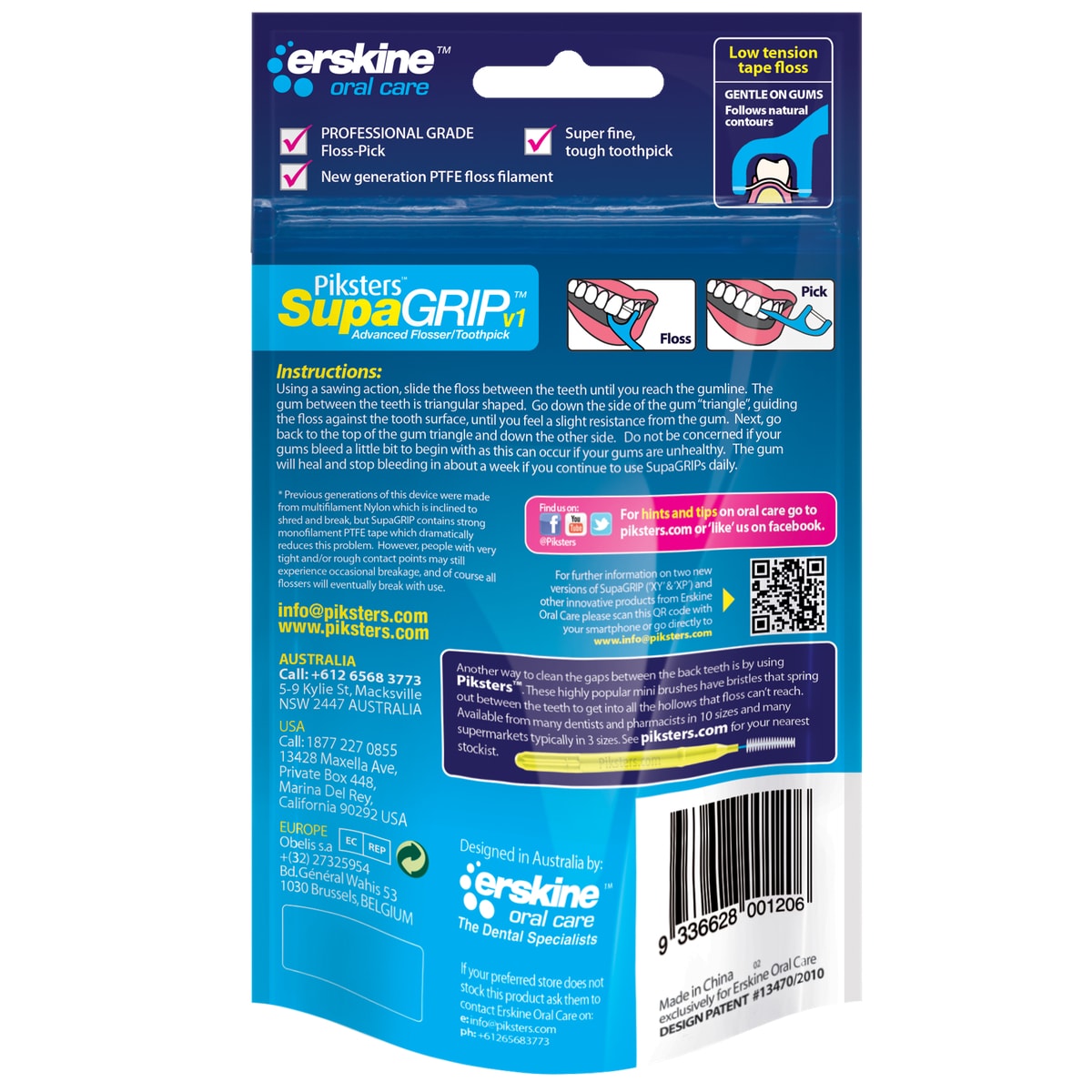 Piksters Supagrip Flosser Toothpick 90 Pack