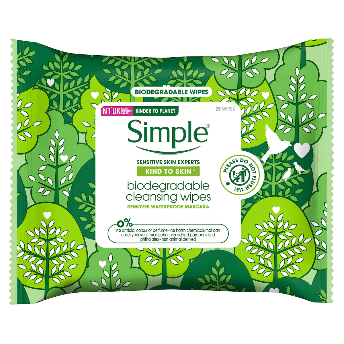 Simple Kind to Skin Biodegradable Cleansing Wipes 25 Pack
