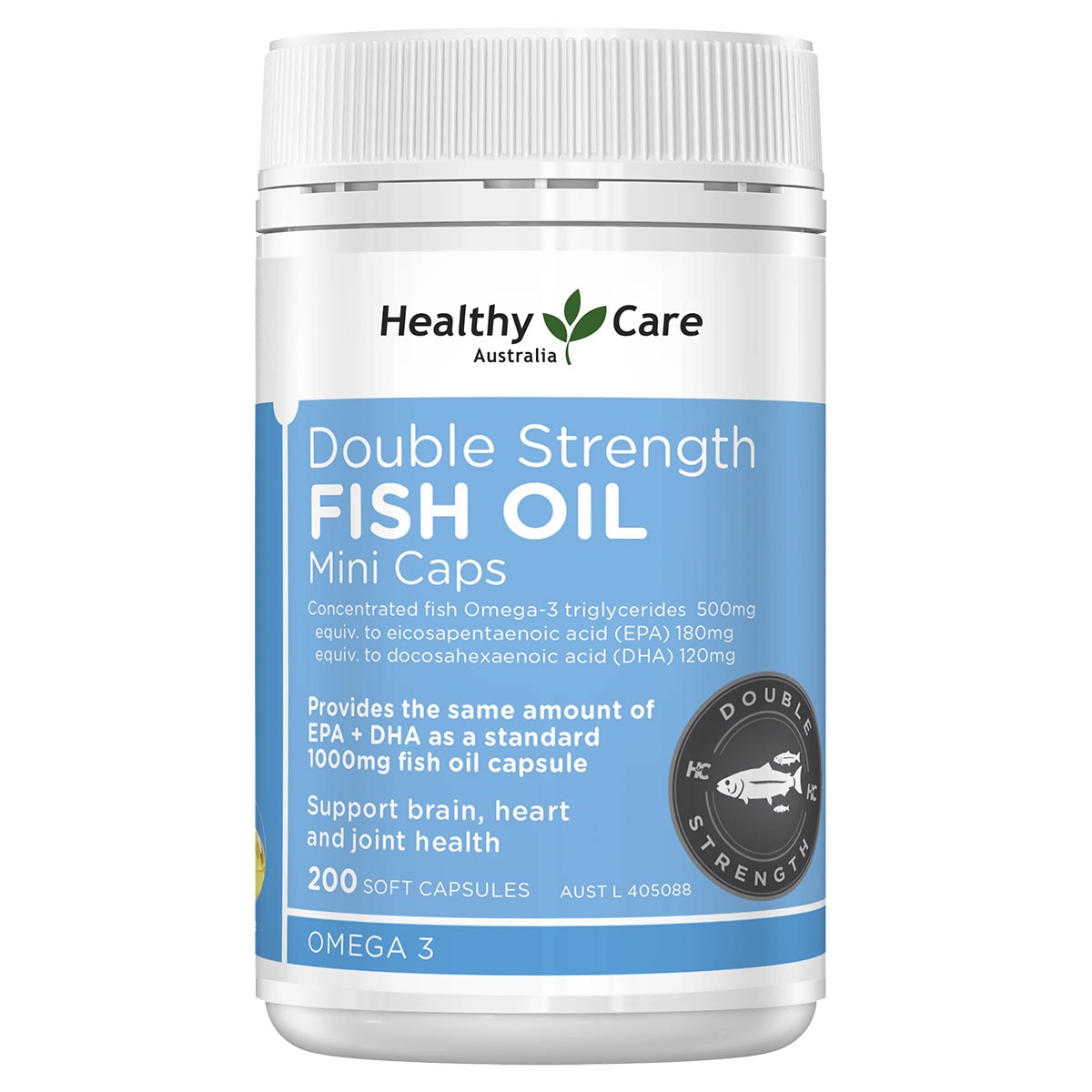 Healthy Care Double Strength Fish Oil Mini 200 Capsules | Healthylife