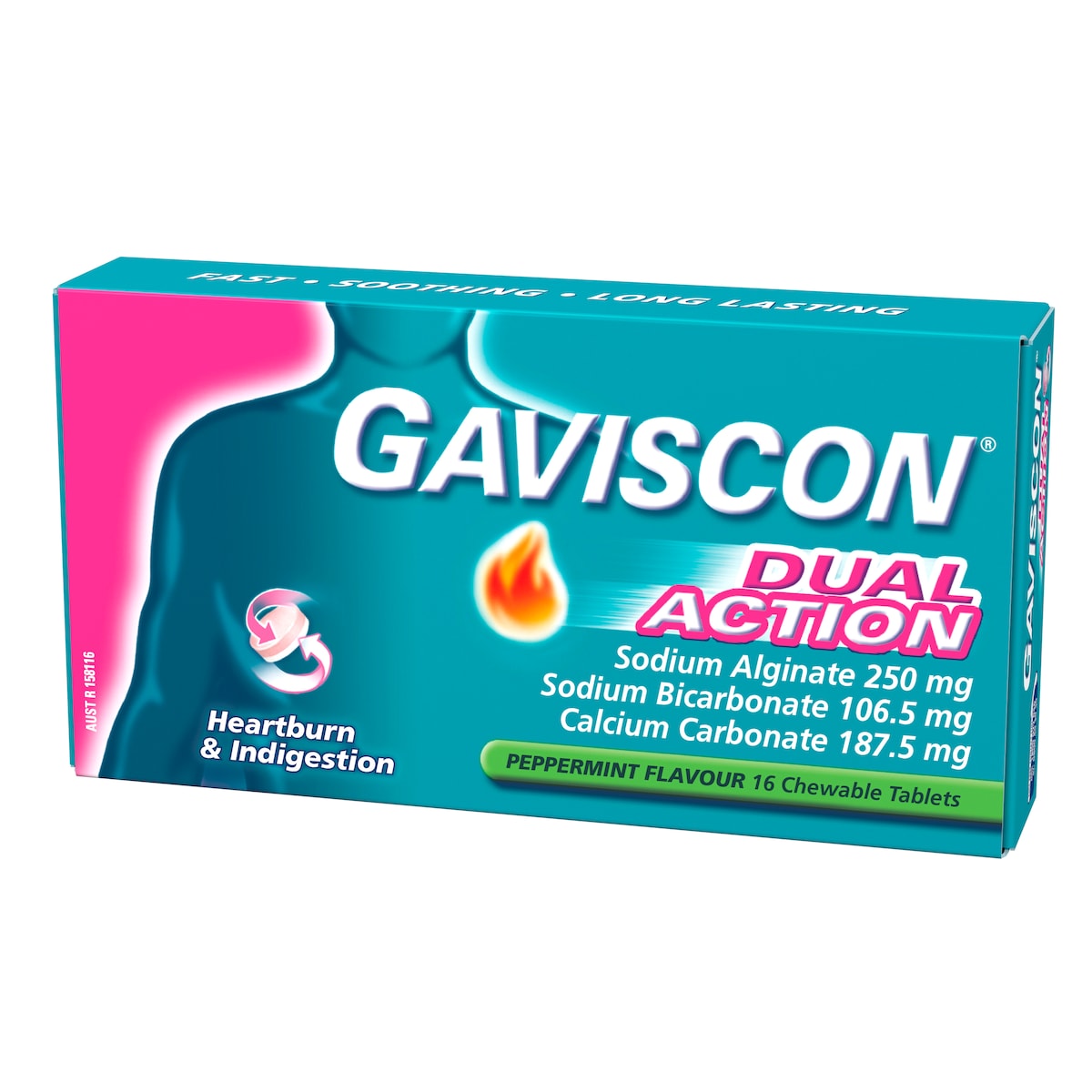 Gaviscon Dual Action Peppermint Chewable Tablets 16 Pack